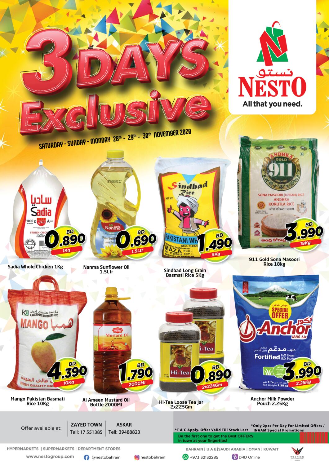 NESTO 3 Days Exclusive in Bahrain. Till 30th November
