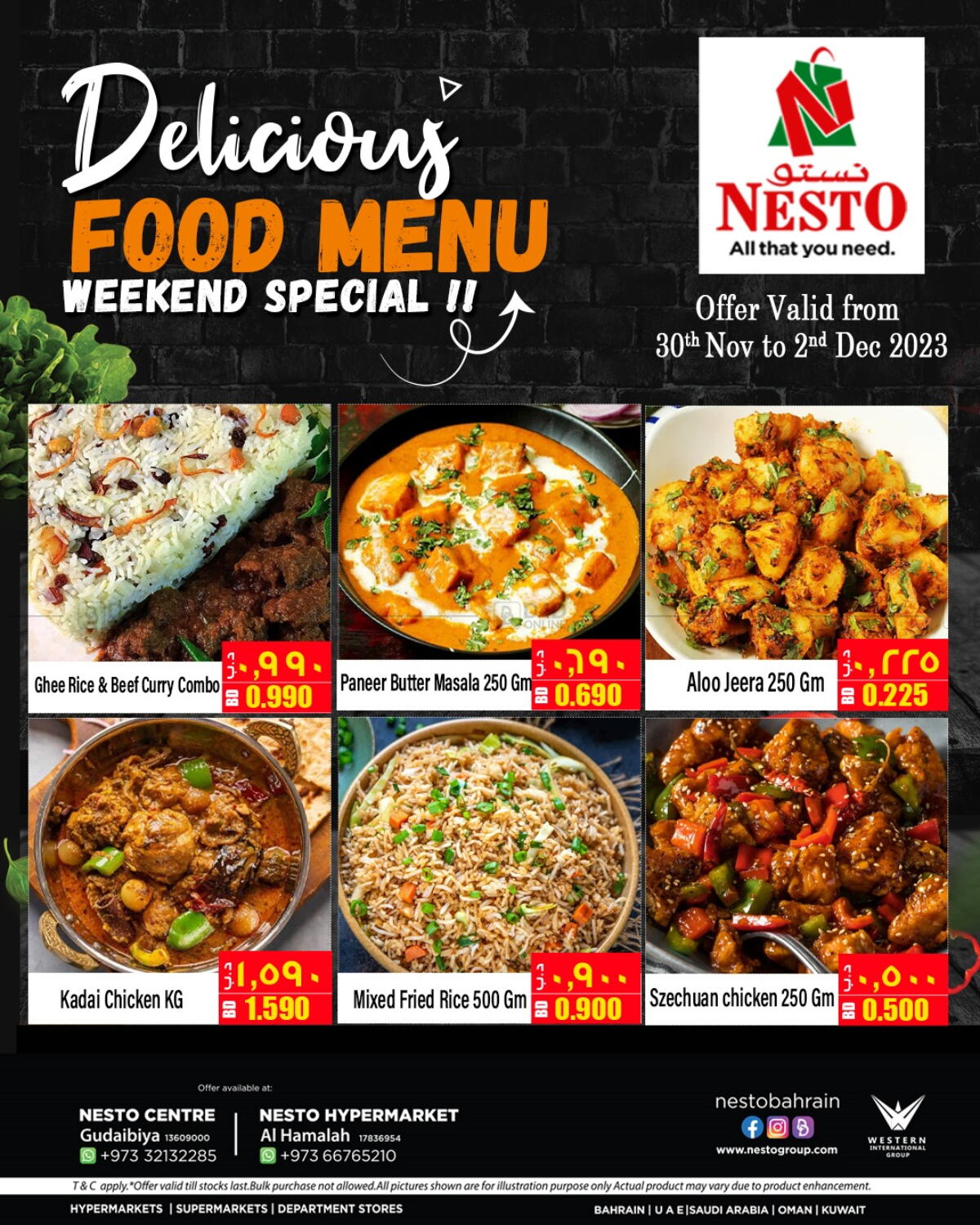 NESTO Delicious Food Menu in Bahrain. Till 2nd December
