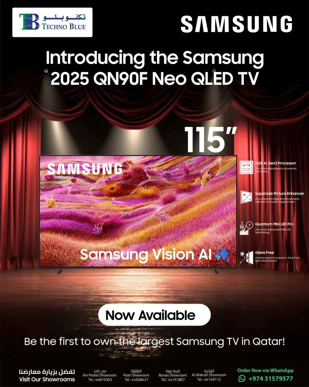 Pre-Order Samsung 115" Neo QLED QN90F 4K Vision AI Smart TV!
